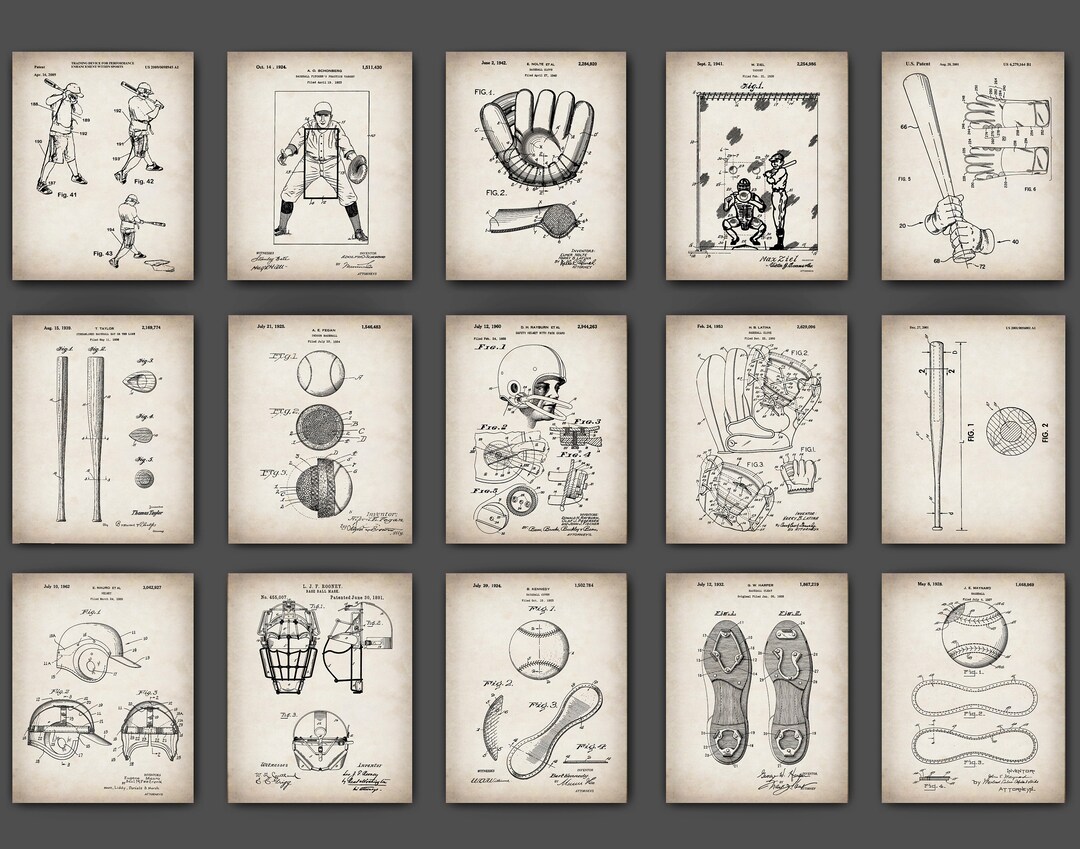 Baseball Patent Art Prints: Vintage Blueprint Posters (digital Download ...