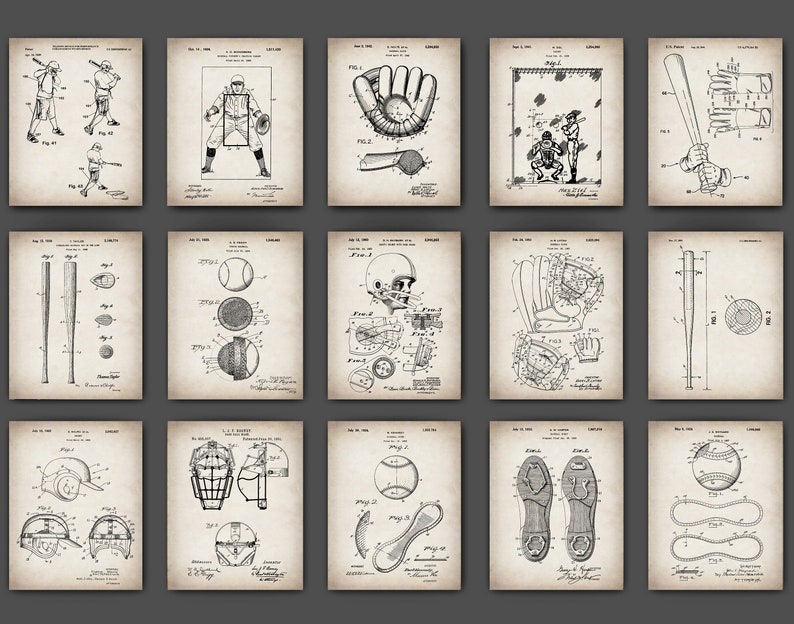 Baseball Patent Art Prints: Vintage Blueprint Posters (digital Download ...