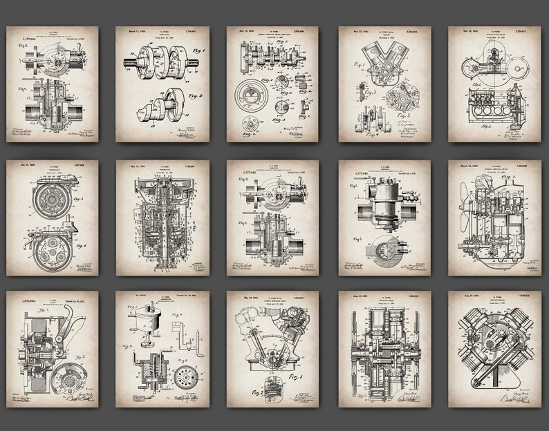 Henry Ford Inventions Patent Posters: Engine Blueprint Art (digital ...