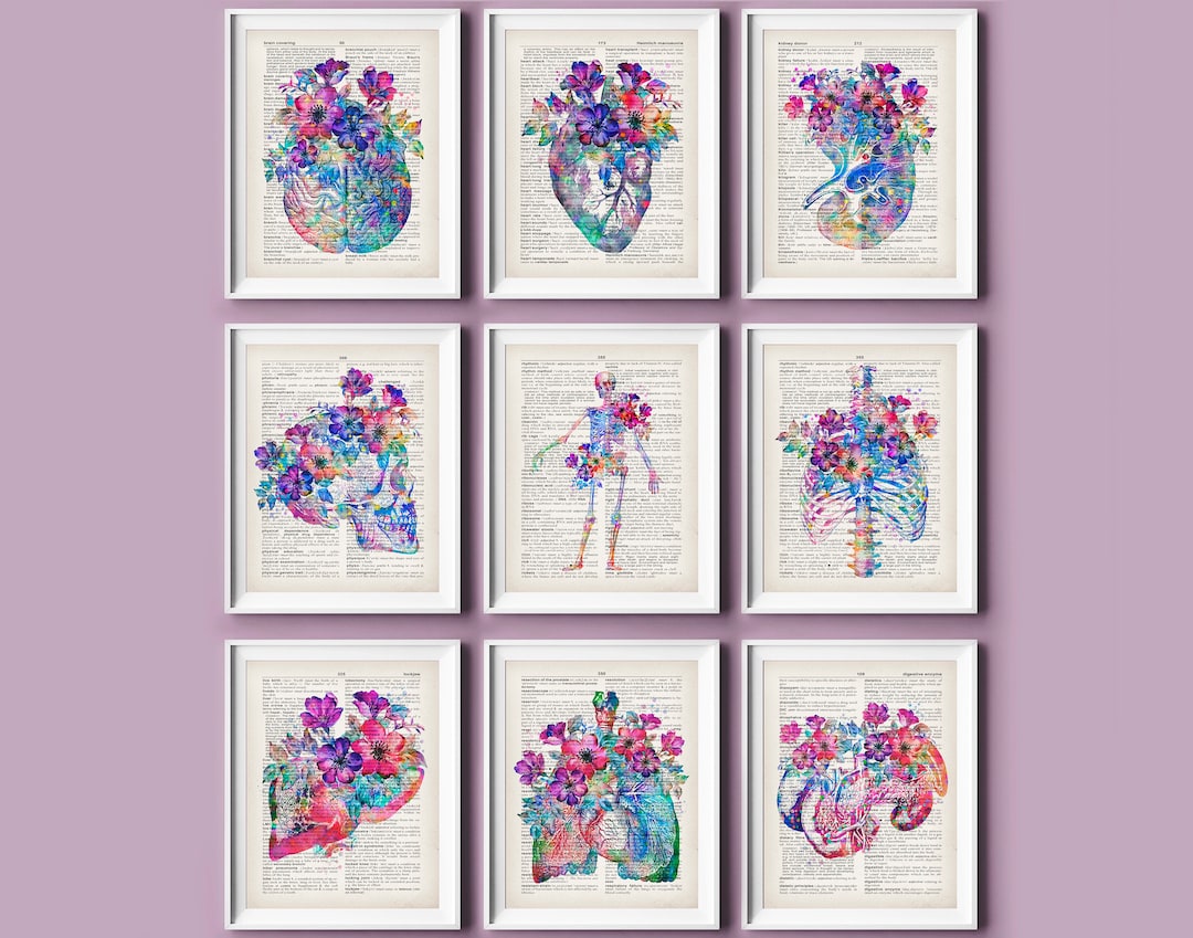 9 Human Anatomy and Physiology Artwork Dictionary Art Floral Medicine ...