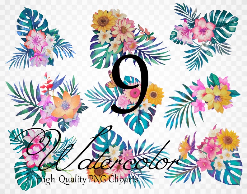 9 Hawaiian Flowers Clipart Aloha Hawaii PNG Tropical Flowers - Etsy