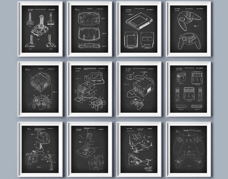Video Game Patent Art Prints: Gamer Room Decor (set of 12) - Etsy