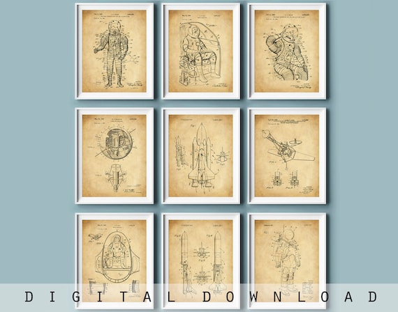 9 Space Patent Drawing Space Shuttle Blueprint Space Satelite | Etsy