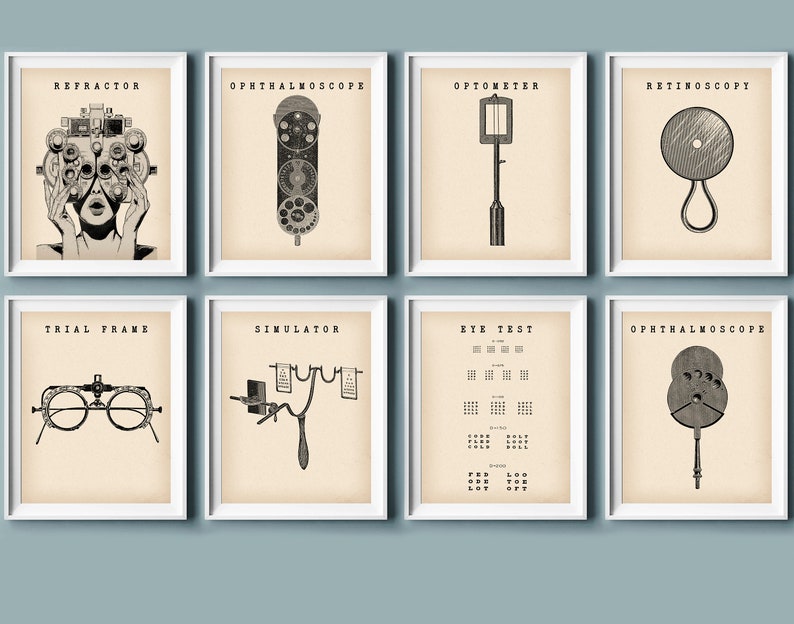 Vintage Optometry Tool Art Prints: Eye Doctor Office Decor (digital ...