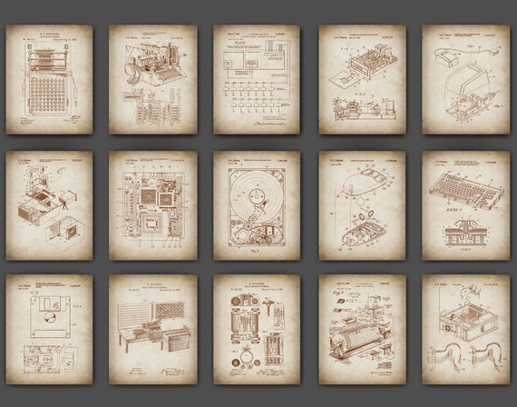 15 Vintage First Computer Blueprint Art Computer Patent Decor - Etsy