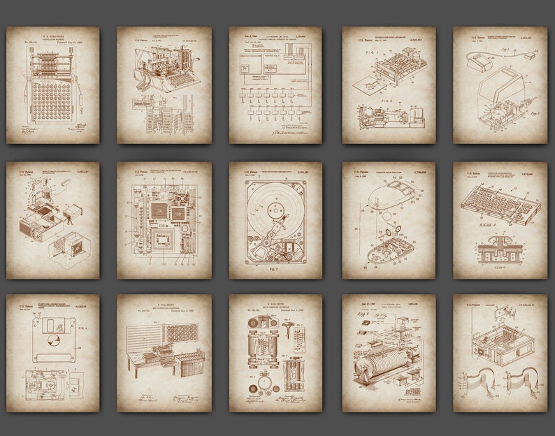 15 Vintage First Computer Blueprint Art Computer Patent Decor - Etsy