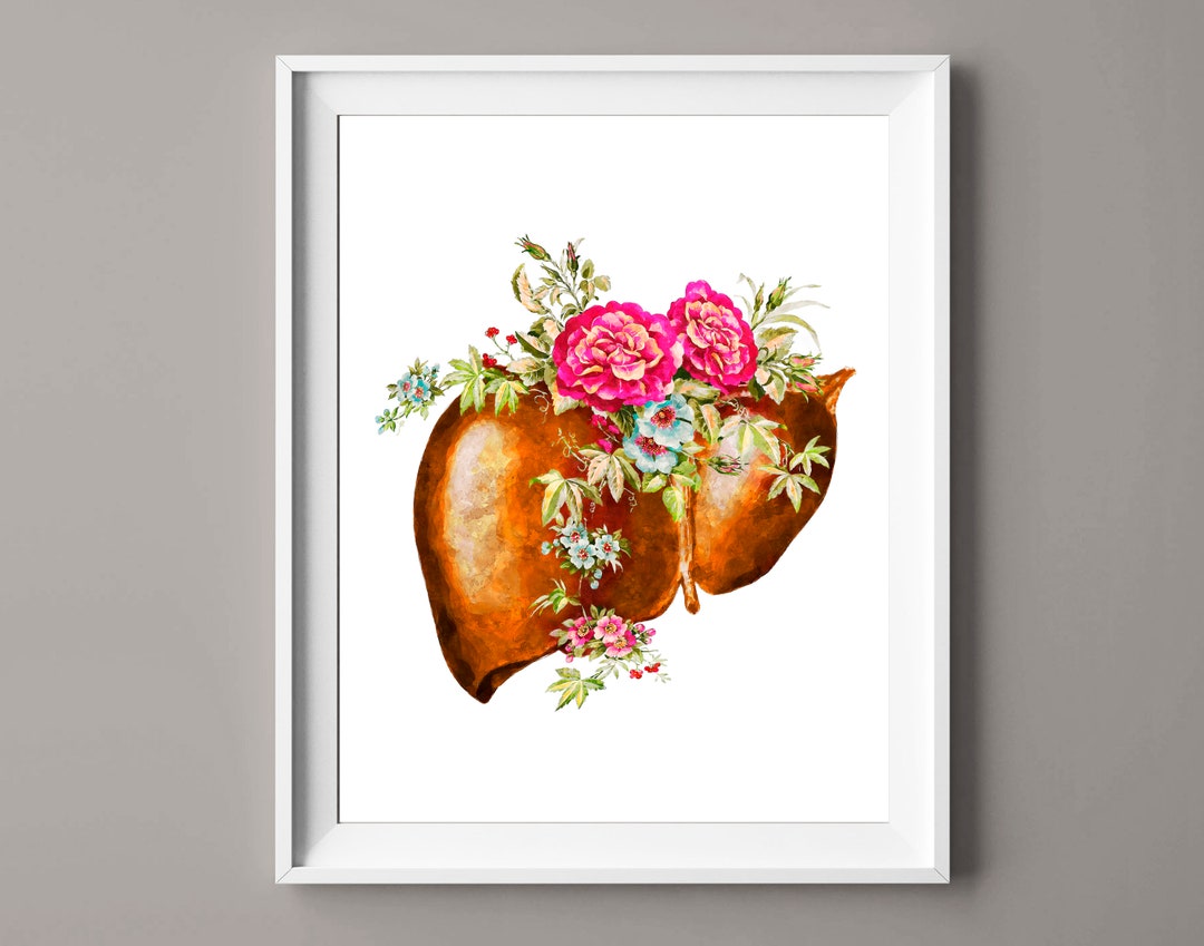 Floral Liver Art Anatomy Art Medical Artwork Digestive System Organ Art ...