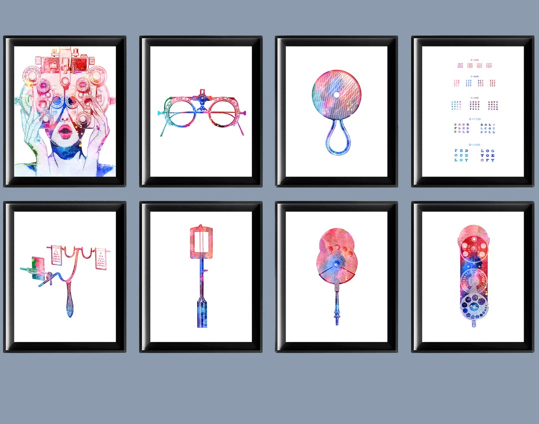 8 Optometrist Office Gift Ophthalmology Art Optometry Art Optician Gift ...