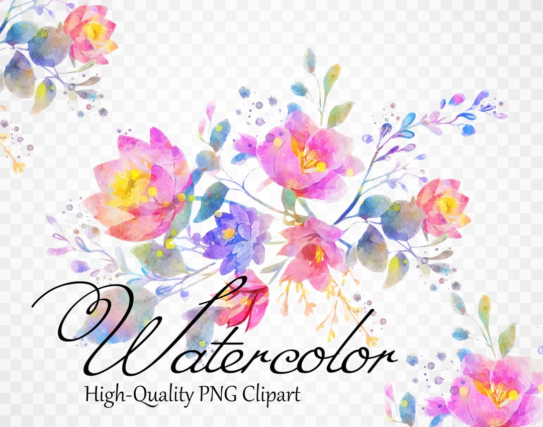Watercolor Flowers PNG Clipart Floral Set Watercolor Bouquet Botanical ...