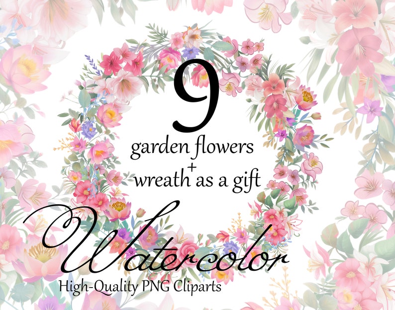9 Garden Flowers Clipart Plant Clipart Herb Clipart Botanical - Etsy
