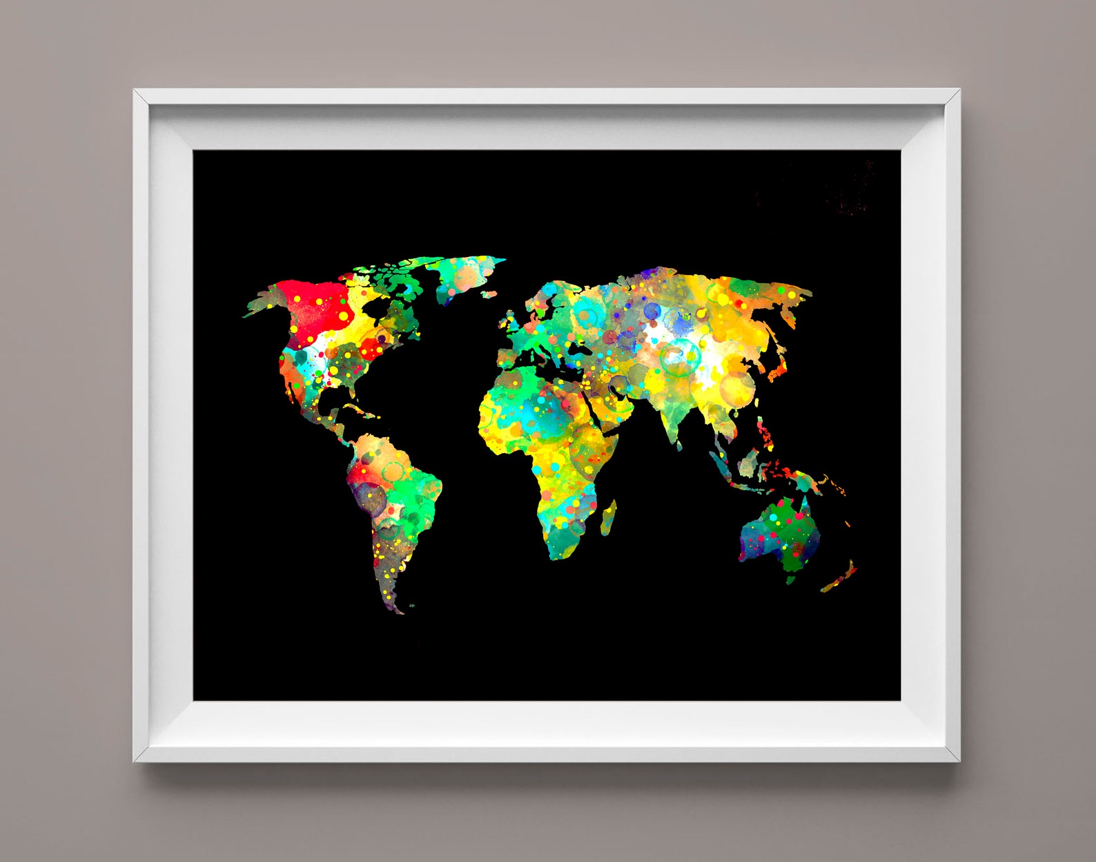 World Map Art Continents Map Art Watercolor Map Travel Art Map - Etsy
