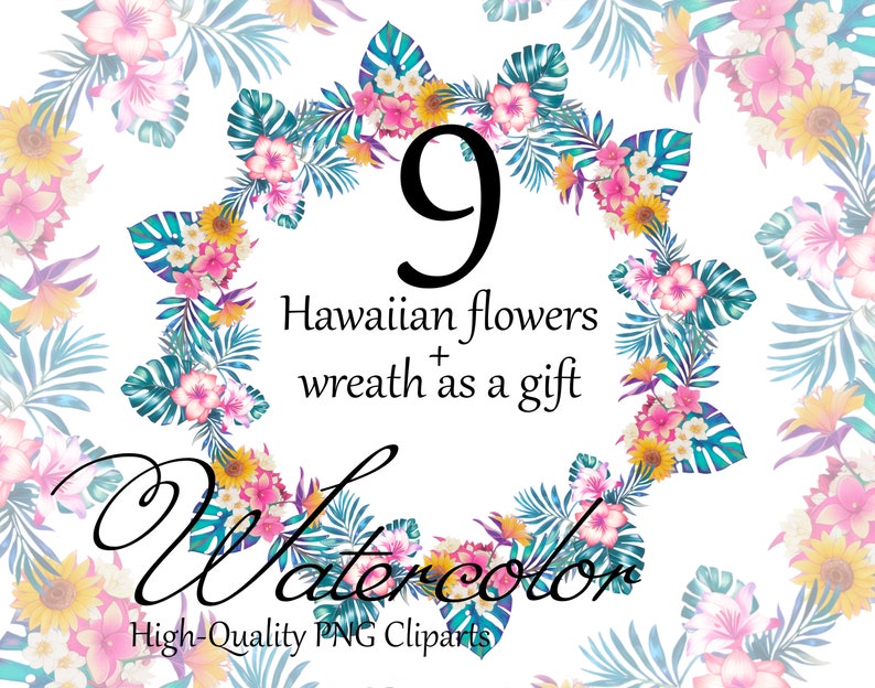 9 Hawaiian Flowers Clipart Aloha Hawaii PNG Tropical Flowers - Etsy