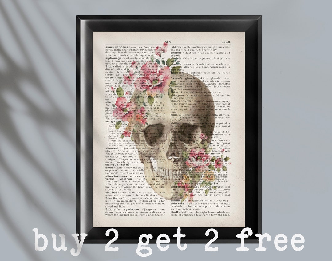 Floral Skull Artwork Vintage Anatomy Art Osteology Art Physiology Art ...