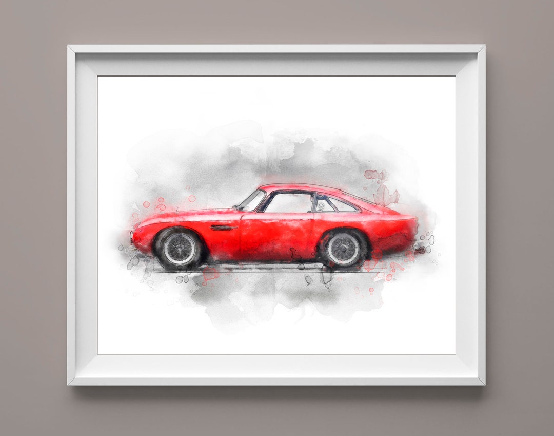 Sport Car Art, Retro Car Poster, Car Watercolor, Sport Car Decor ...