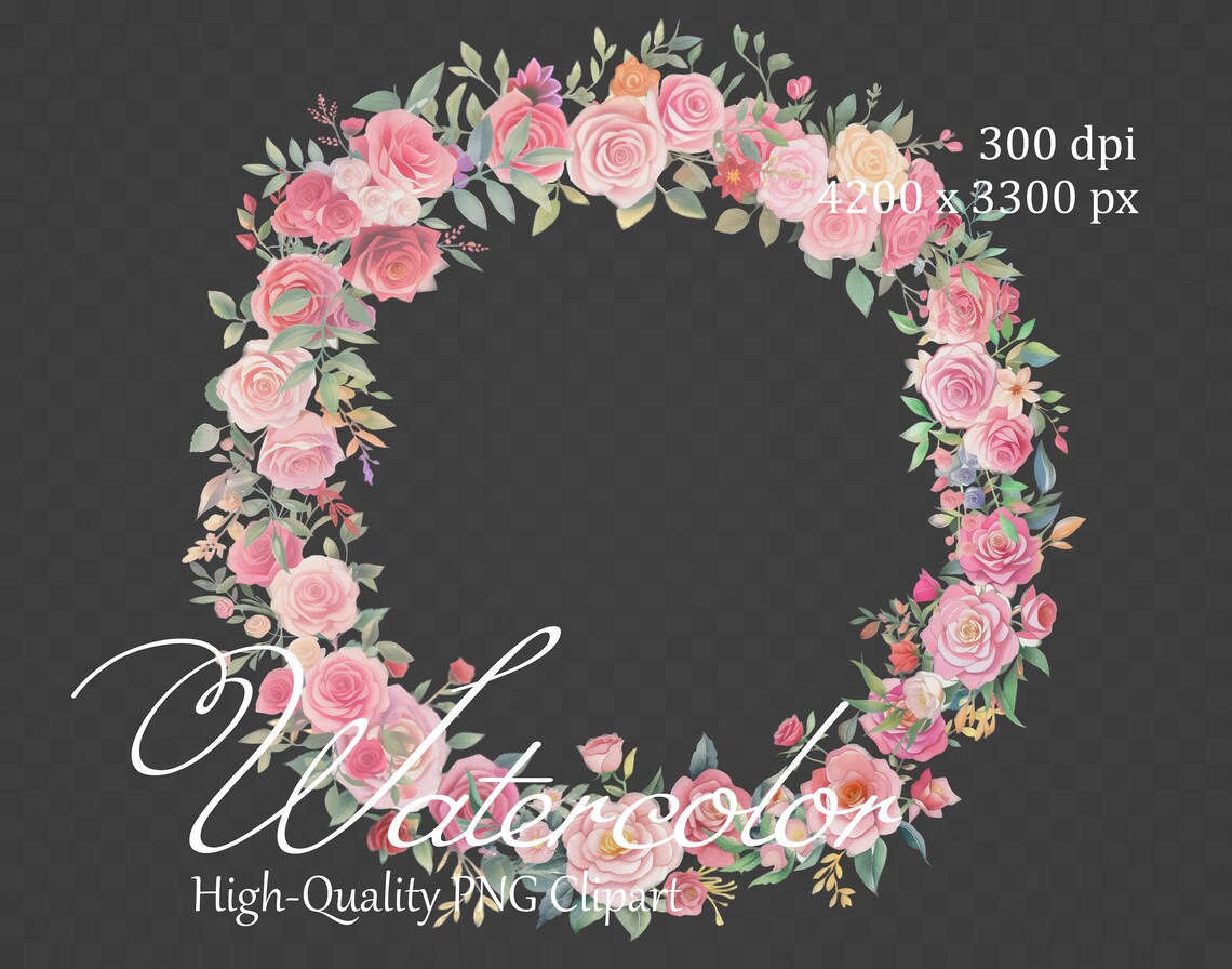 Set 12 Roses Clipart Floral Clipart Wreath Clipart Bouquet - Etsy