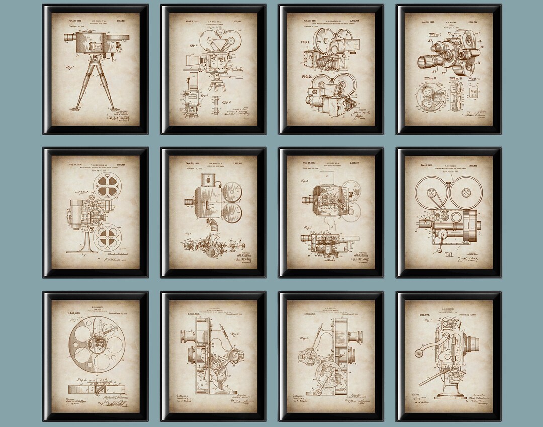 Set 12 Movie Camera Blueprint Art Camera Patent Art Cinema Equipment ...