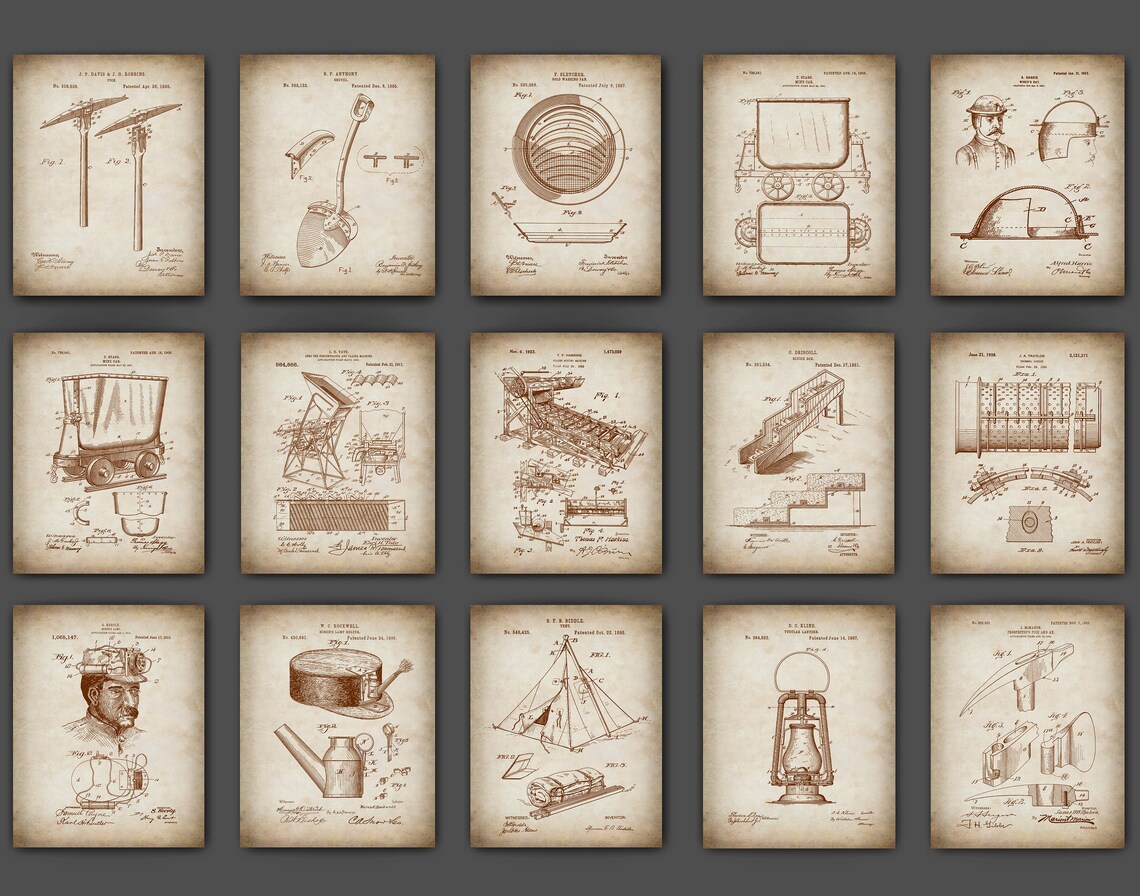 15 Vintage Mining Blueprints Prospector Gift Miner Gift Gold - Etsy