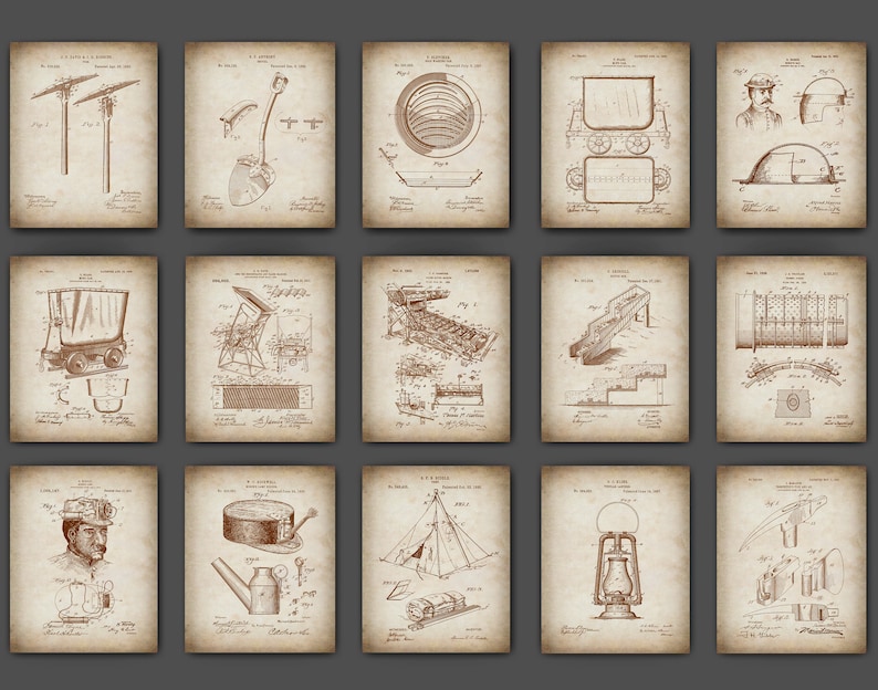 15 Vintage Mining Blueprints Prospector Gift Miner Gift Gold - Etsy
