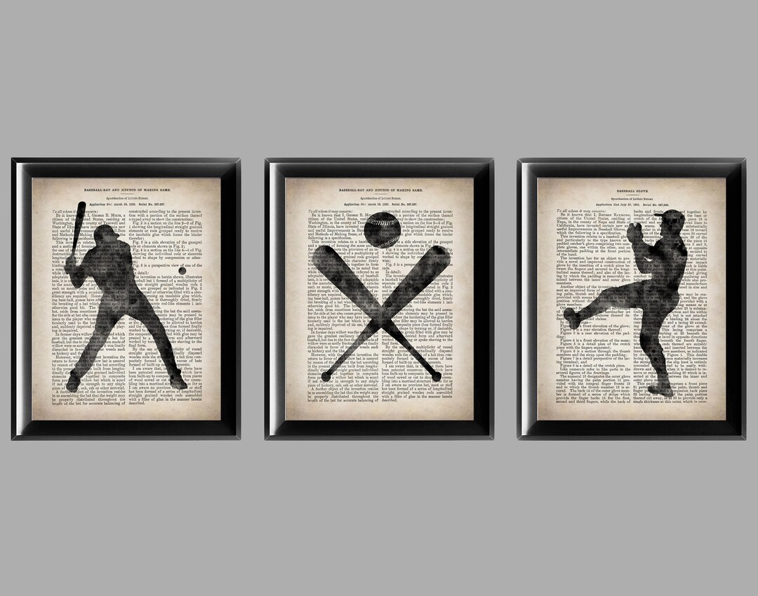 3 Baseball Art Field Game Art Team Game Art Old Book Page Art Sports ...