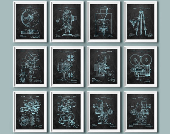 12 Vintage Movie Camera Blueprint Cinema Patent Videographer - Etsy