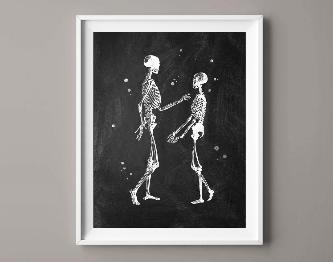 Couple Romantic Skeletons Art Orthopedic Artwork Anatomy Painting ...