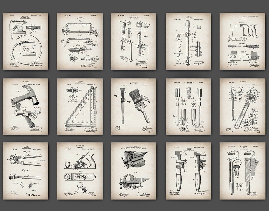 15 Workshop Instruments Patent Posters Studio Blueprint Workplace ...