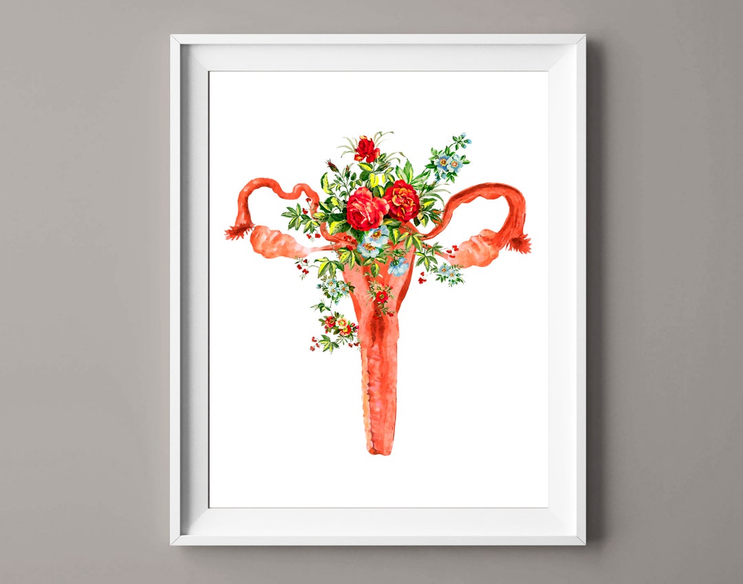 Female Anatomy Art Floral Uterus Artwork Reproductive System - Etsy