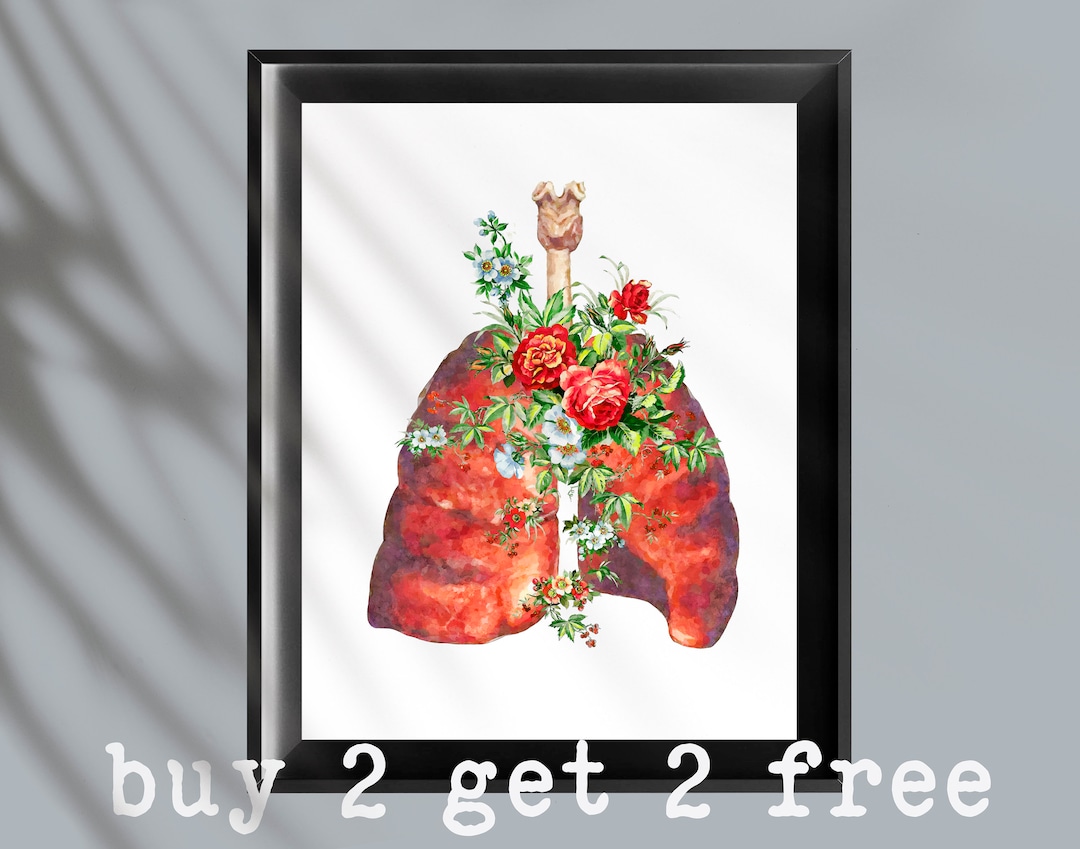 Floral Lungs Art Human Anatomy Art Medical Artwork Respiratory System ...