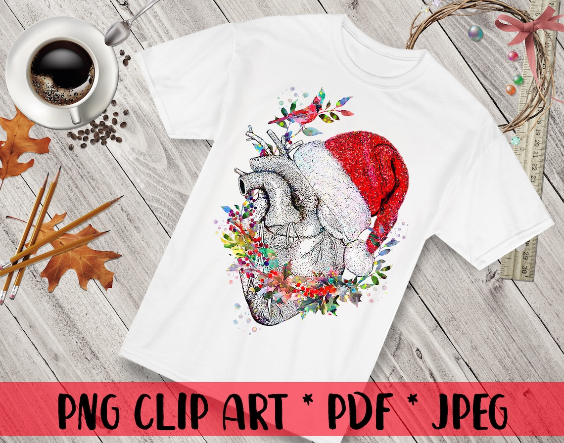 Santa Heart Clipart Christmas Clipart Human Heart PNG Clipart - Etsy