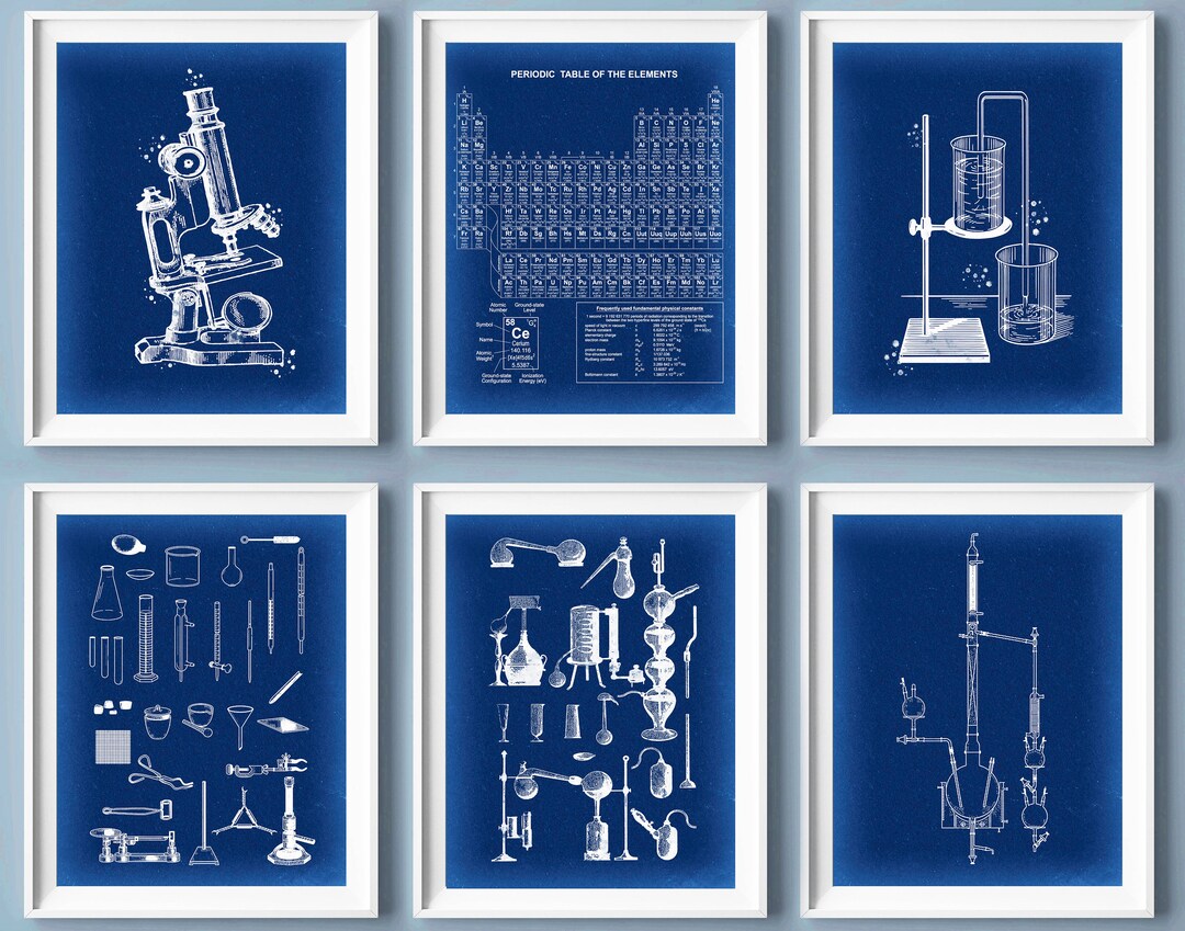 6 Chemistry Art, Science Art, Chemical Tools Print, Periodic Table ...