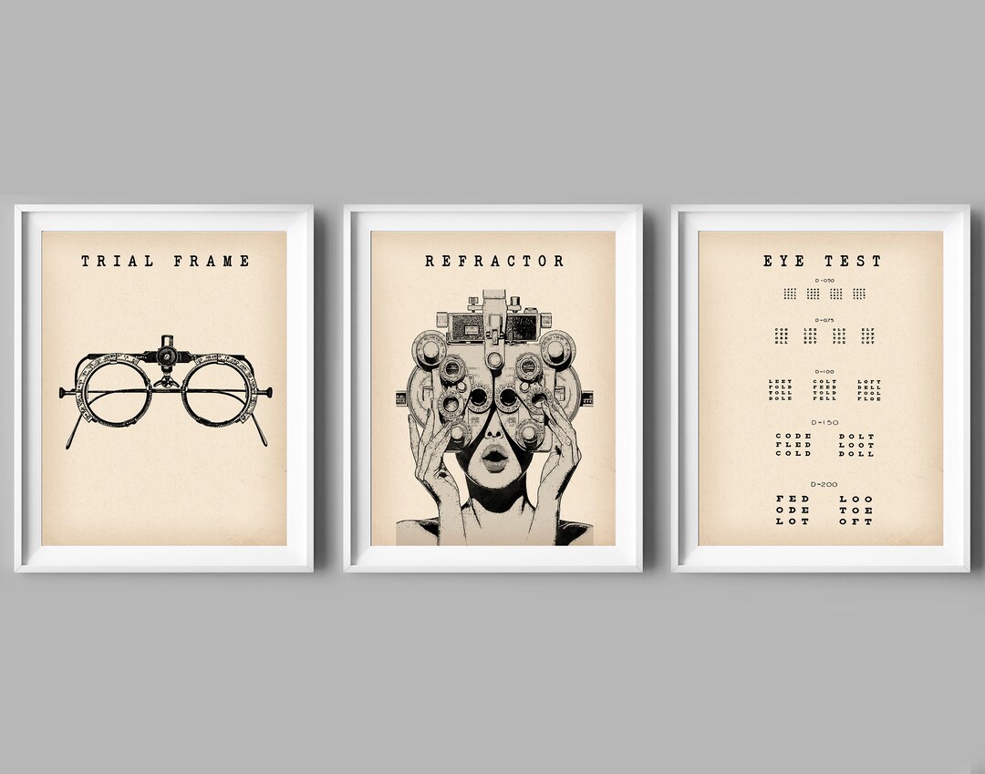 3 Vintage Optometry Art, Ophthalmology Art, Optometrist Instruments ...