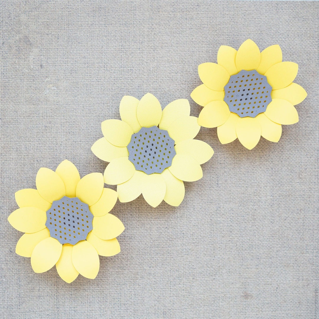 Sunflower Paper Flower Template SVG Cut Files and PDF Printable Pattern ...