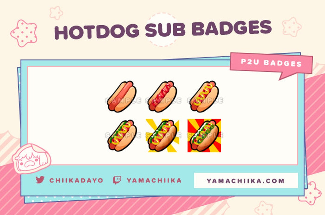 TWITCH SUB BADGES - Hot Dogs - Etsy
