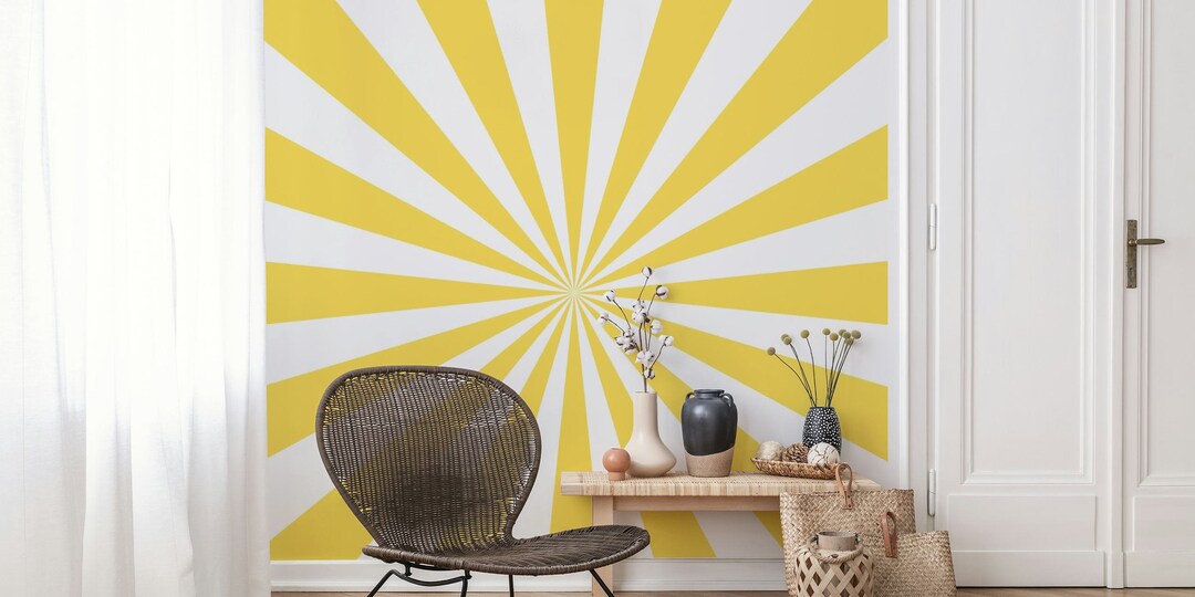 Sunburst Yellow Wall Mural Roll, Peel and Stick Wall Mural for Wall ...