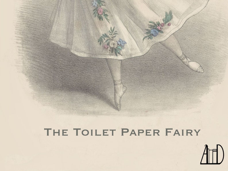 Ballerina Toilet Paper Fairy Bathroom Art Print, Powder Room Vintage ...