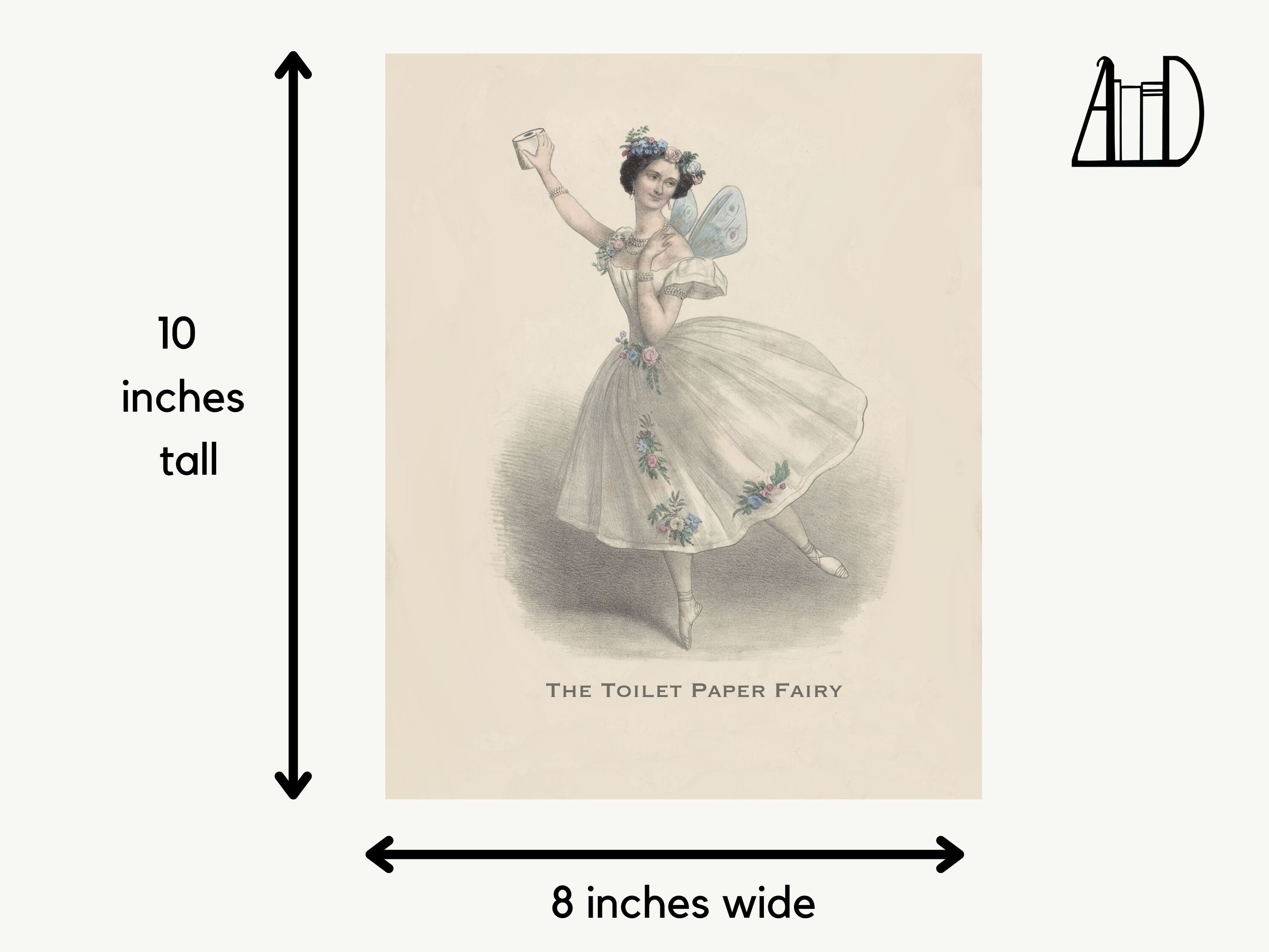 Ballerina Toilet Paper Fairy Bathroom Art Print, Powder Room Vintage ...