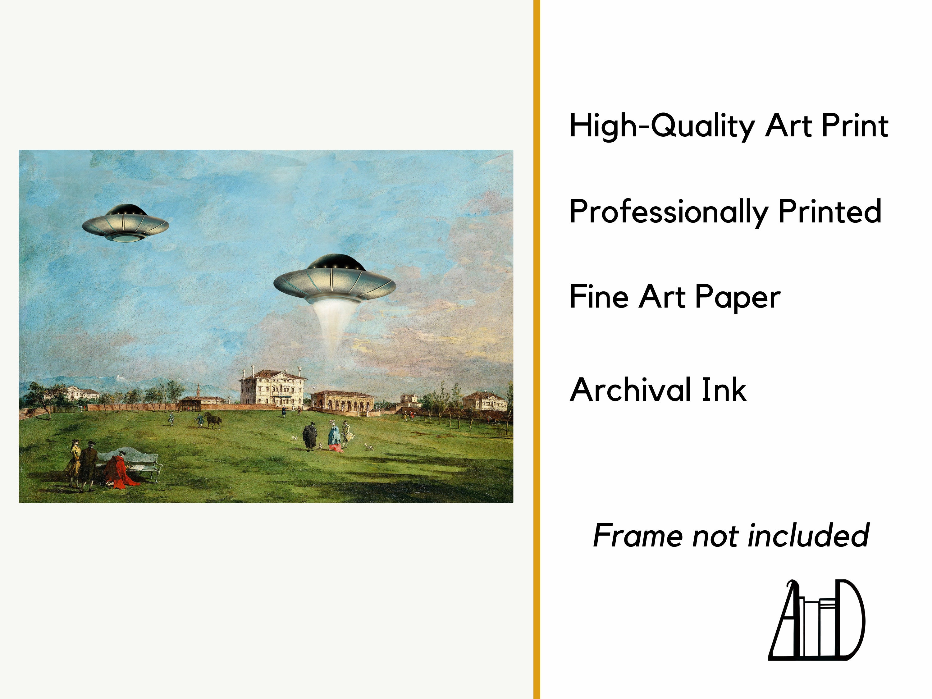 UFO Art Print Wall Art, Flying Saucer Vintage Altered Art, Classical ...