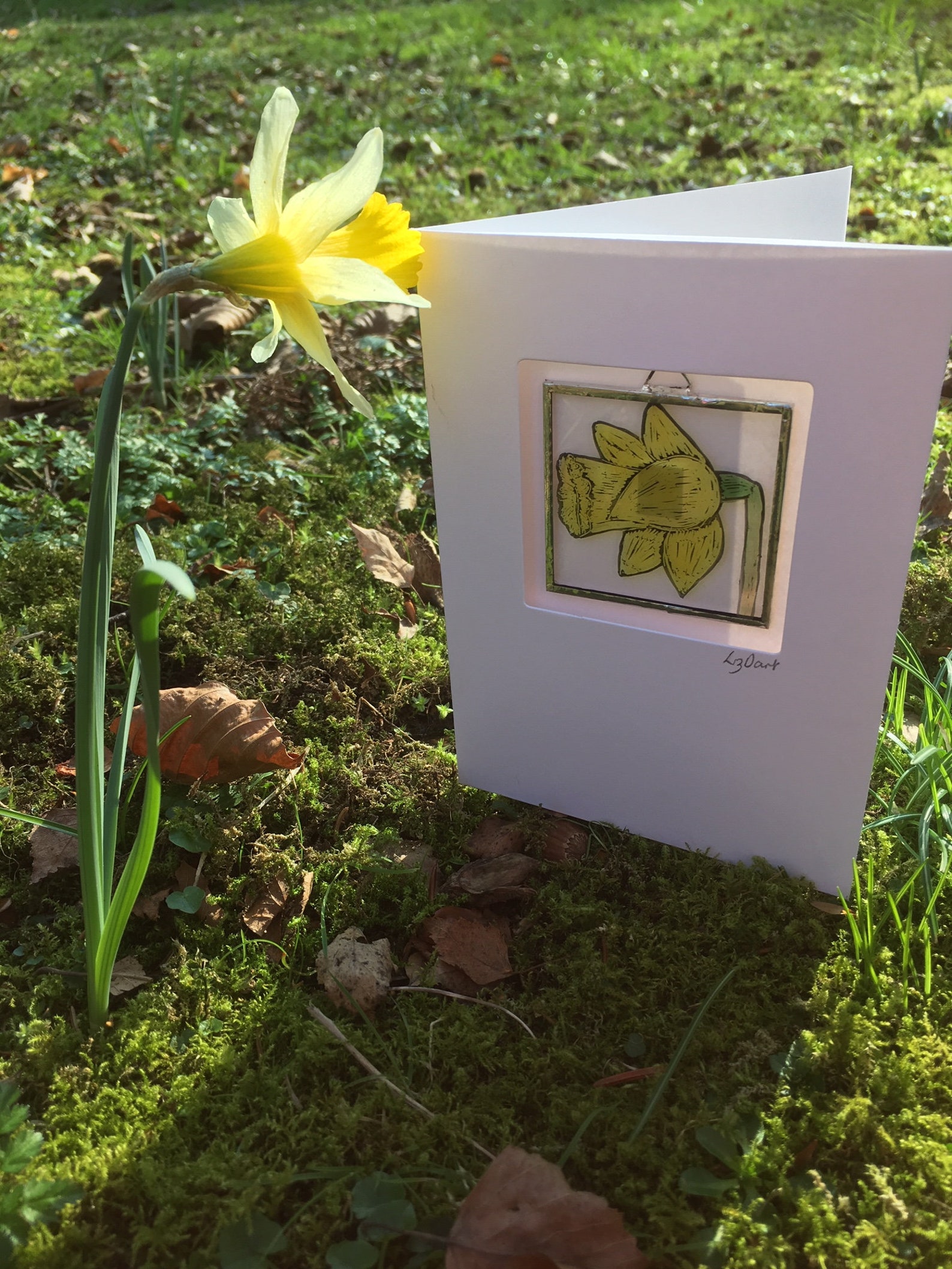 Stained Glass Daffodil Card - Etsy