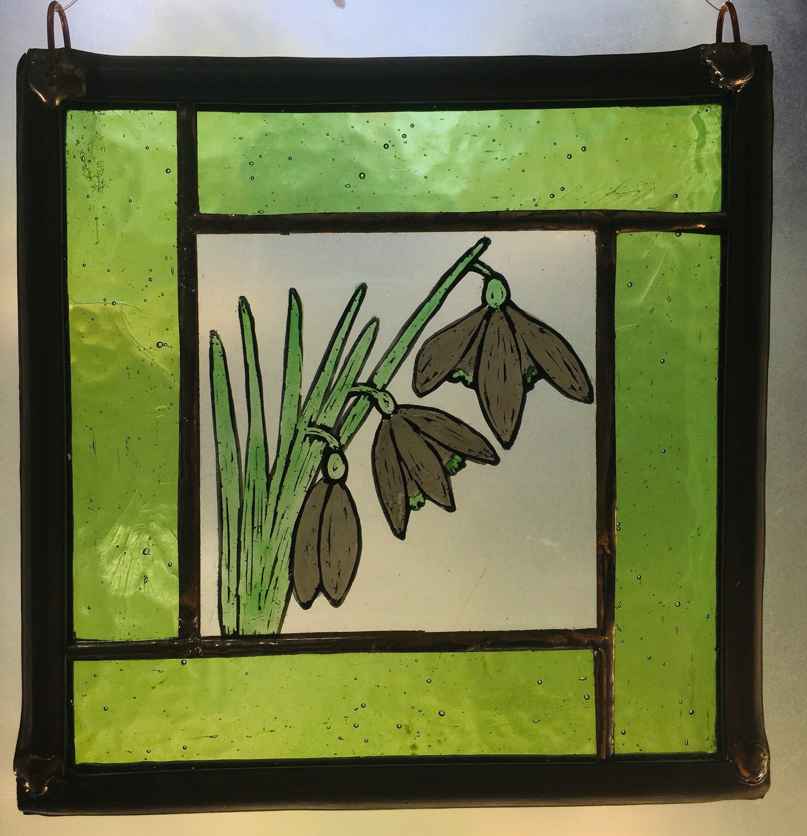 Stained Glass Snowdrop Panel - Etsy UK