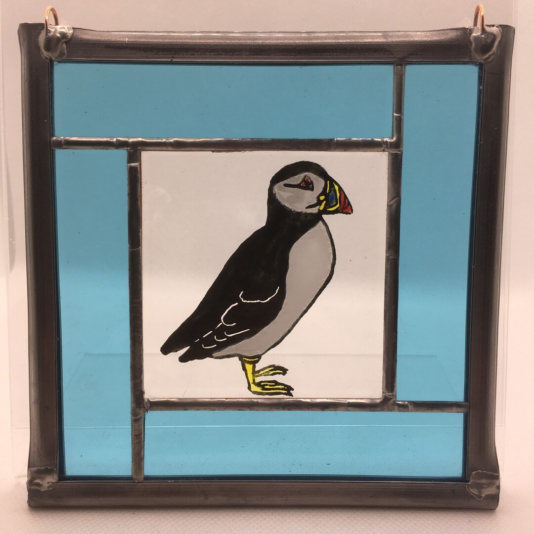 Puffin Stained Glass Panel - Etsy UK