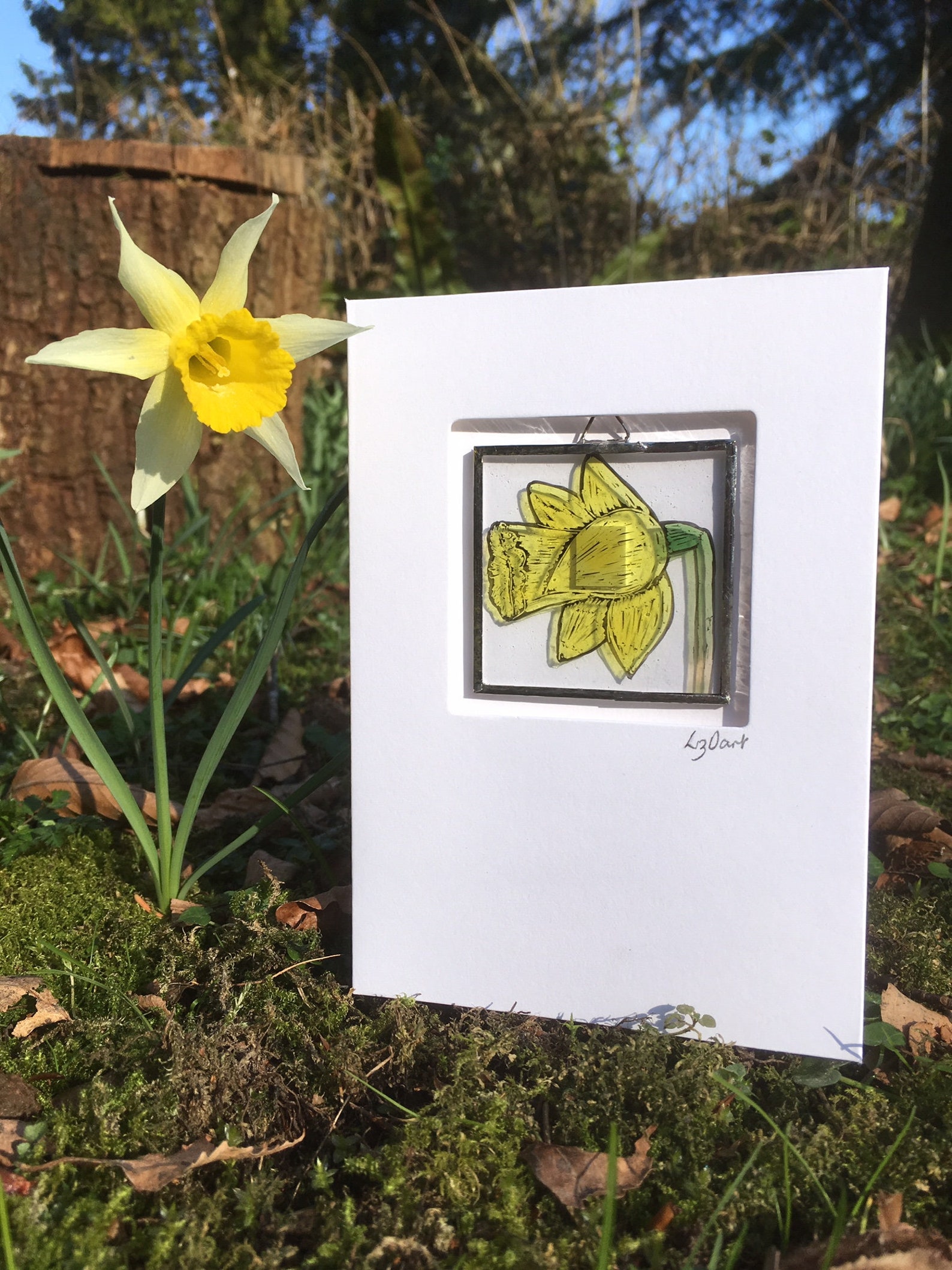 Stained Glass Daffodil Card | Etsy