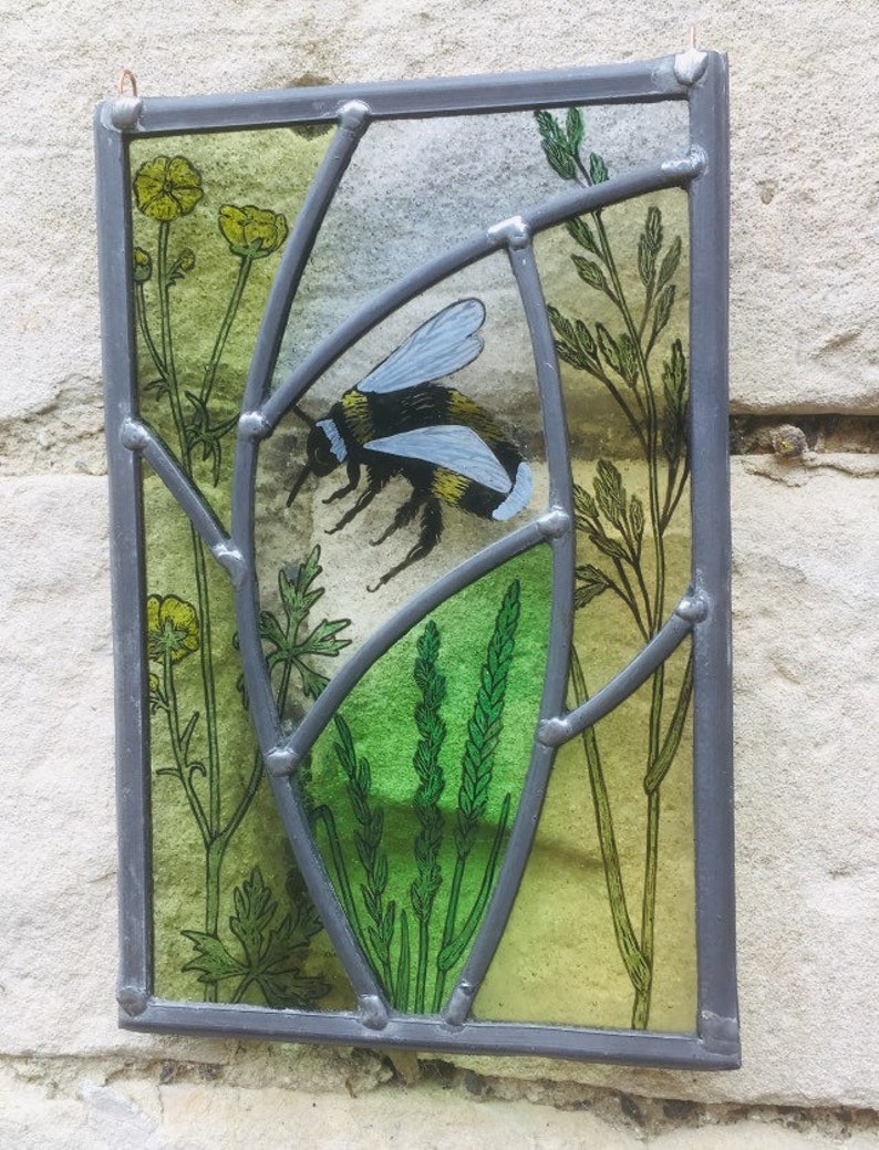 Bumble Bee Stained Glass Panel - Etsy UK