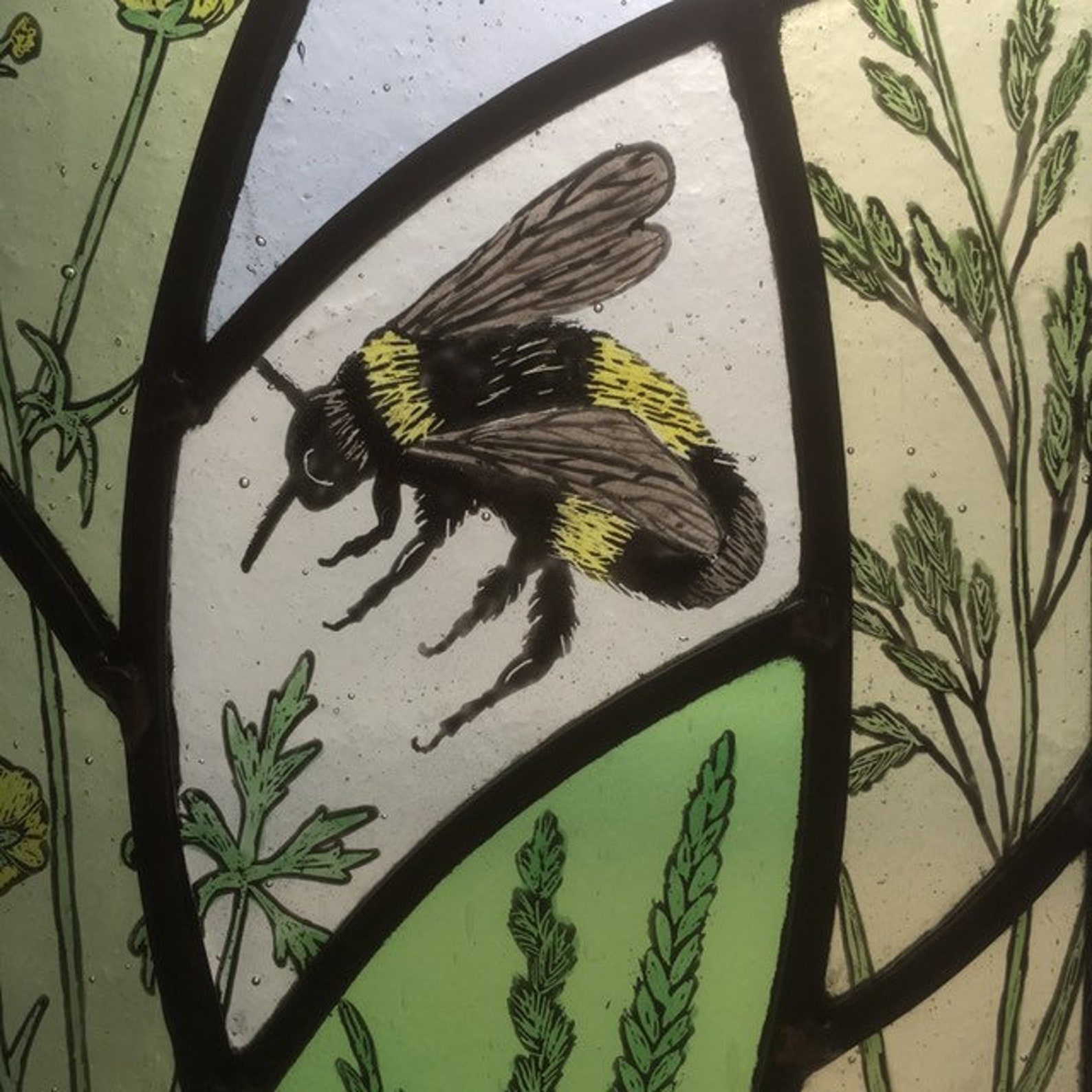 Bumble Bee Stained Glass Panel - Etsy UK