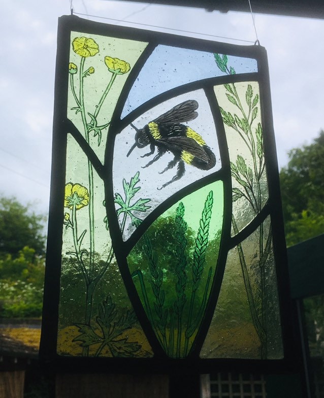 Bumble Bee Stained Glass Panel | Etsy UK