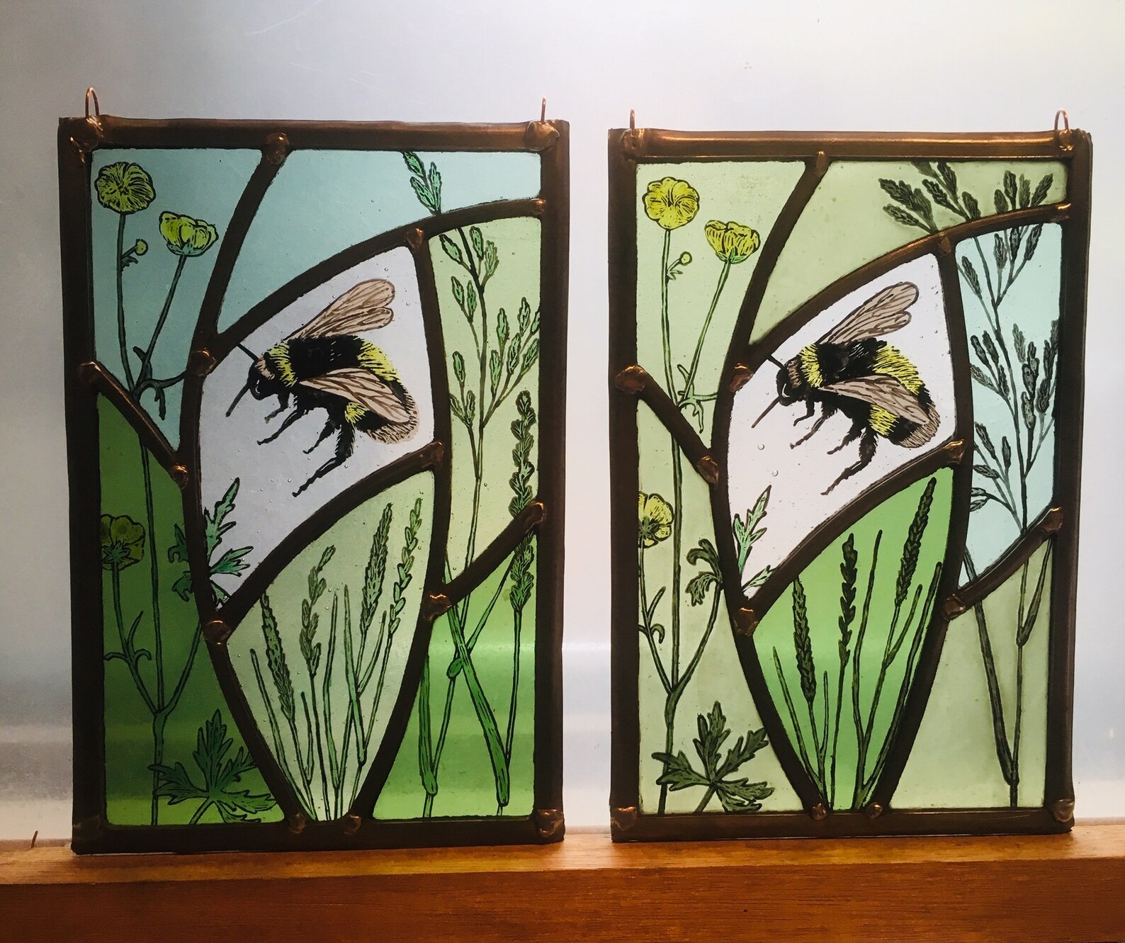 Bumble Bee Stained Glass Panel | Etsy UK