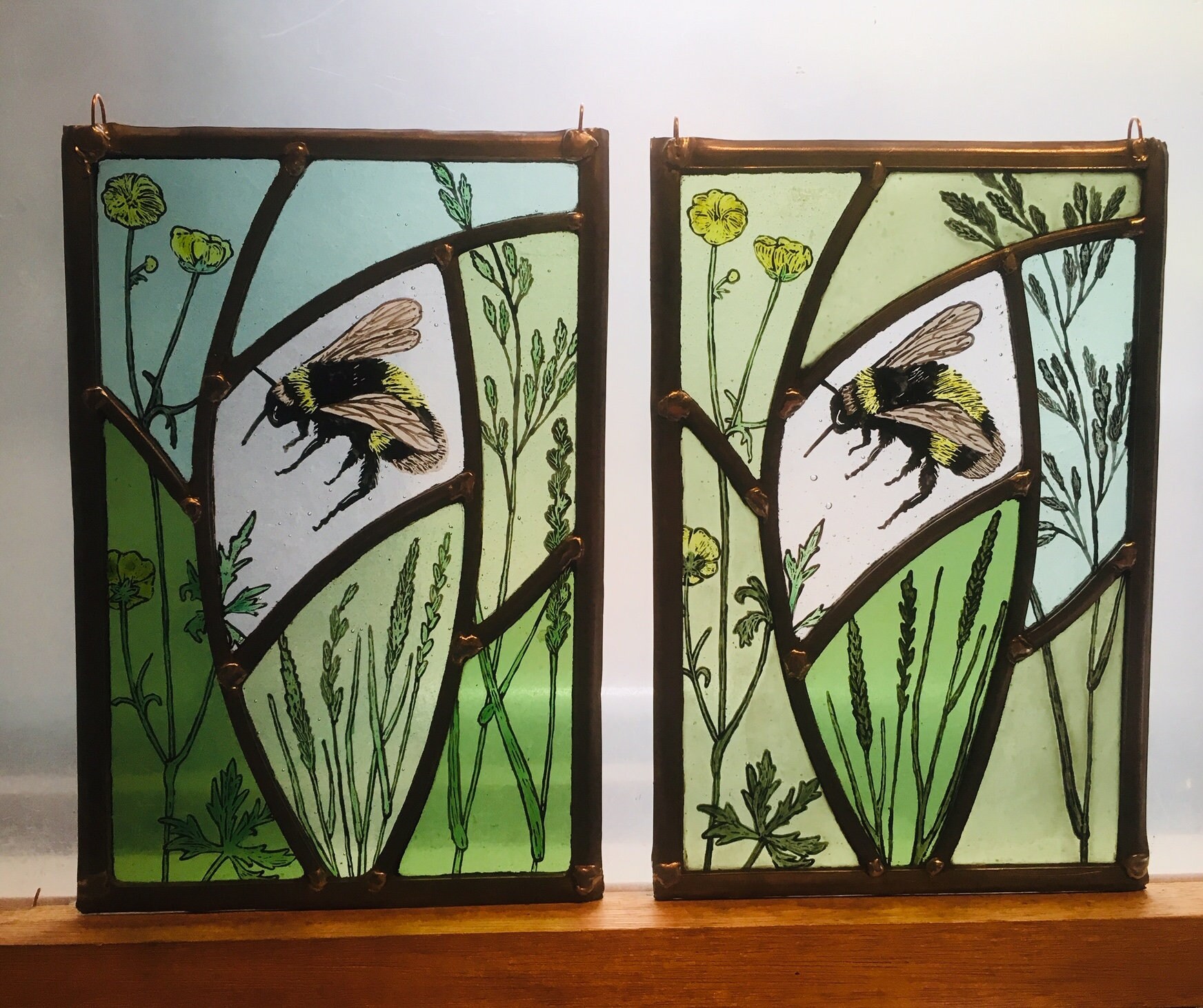 Bumble Bee Stained Glass Panel - Etsy UK