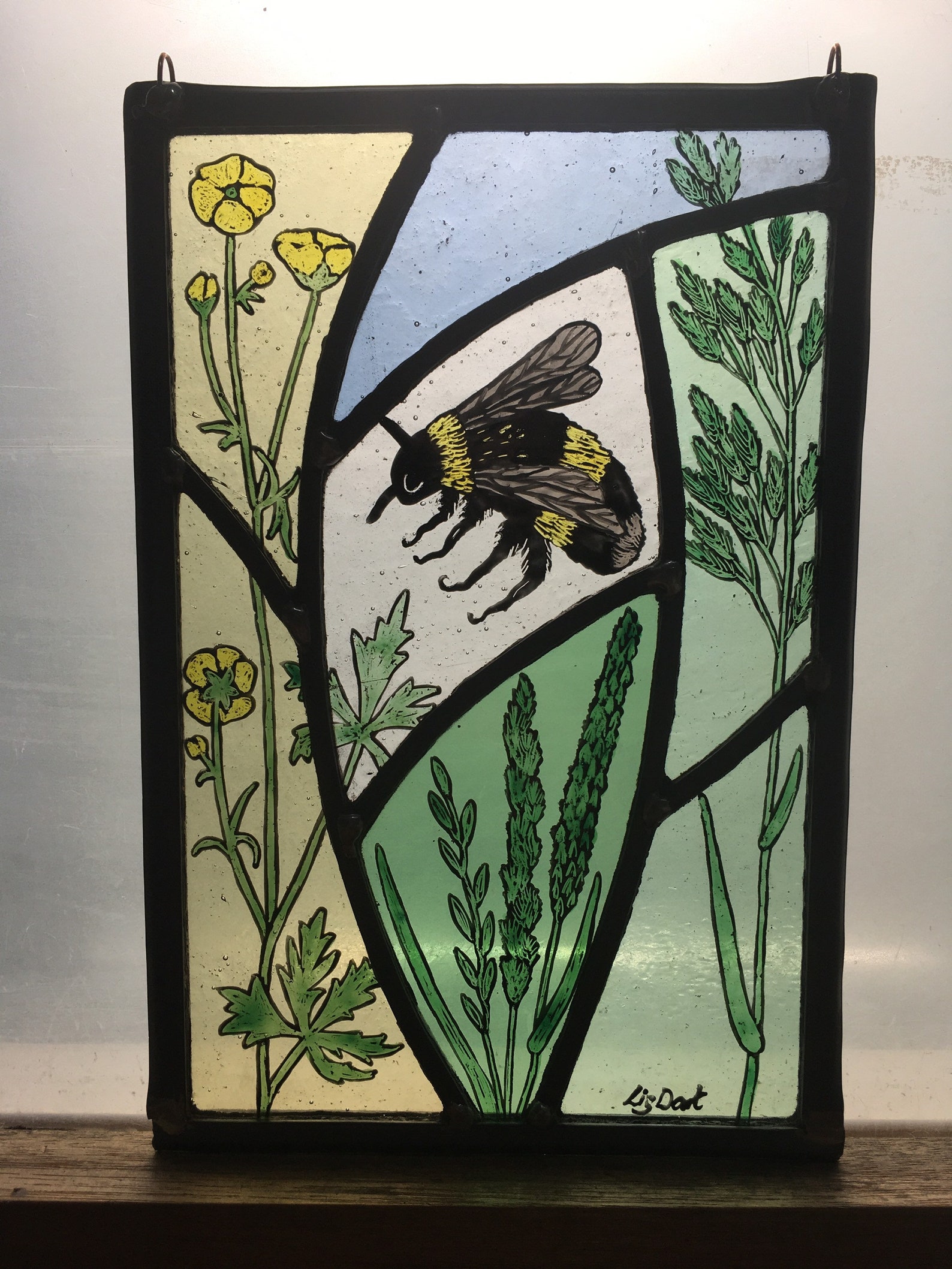 Bumble Bee Stained Glass Panel - Etsy