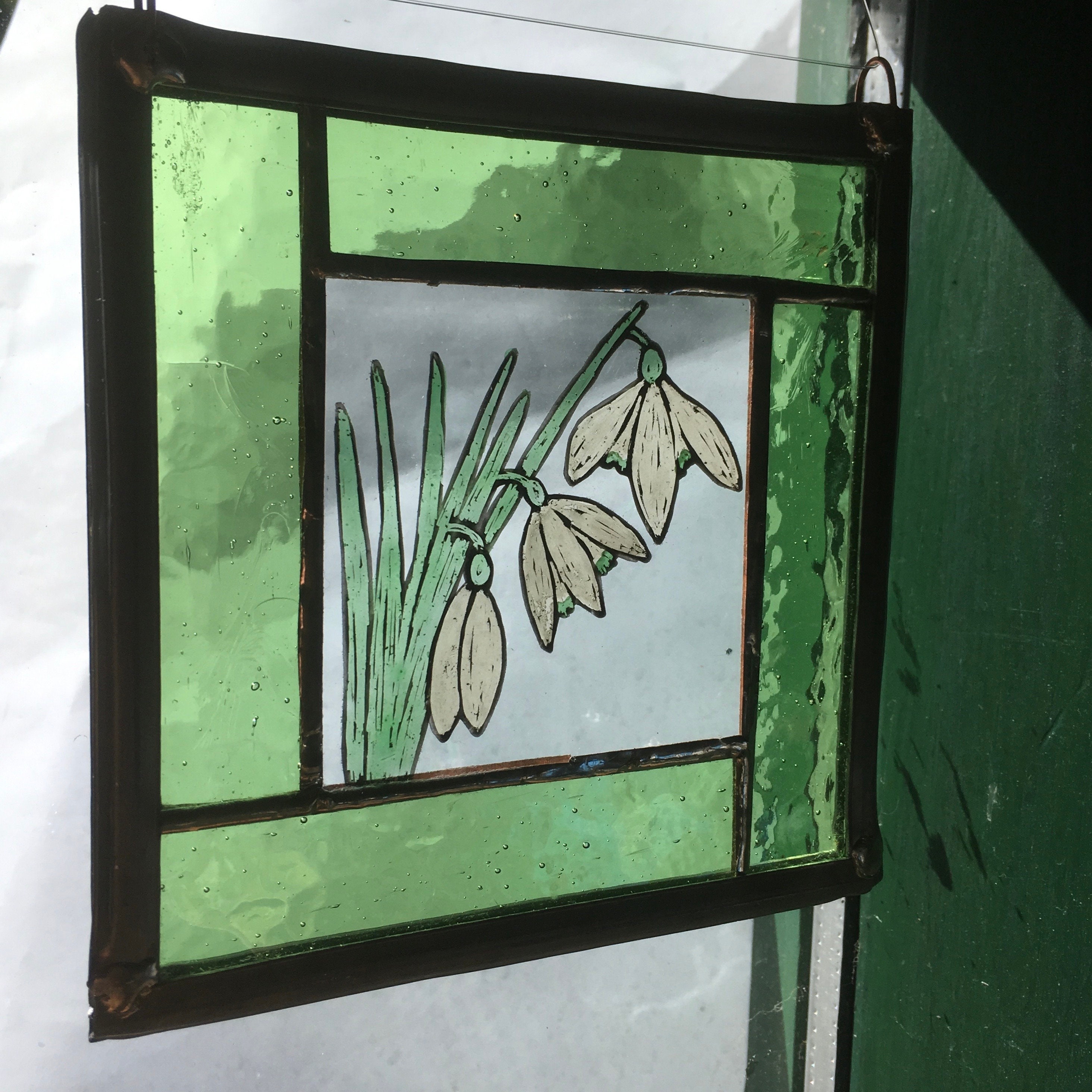 Stained Glass Snowdrop Panel - Etsy UK