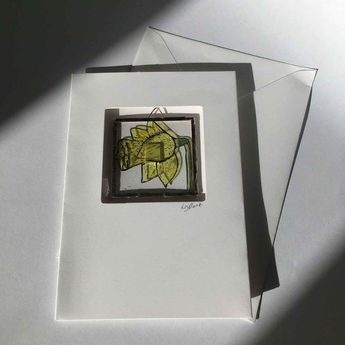 Stained Glass Daffodil Card | Etsy