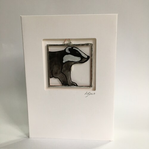 Stained Glass Badger Card - Etsy
